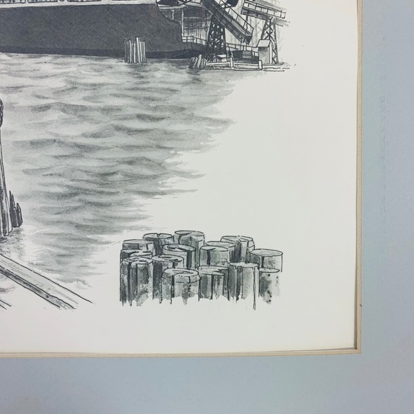 Vintage | Wall Decor | 5s Seashore Nautical Shipyard Ship Print | Poshmark